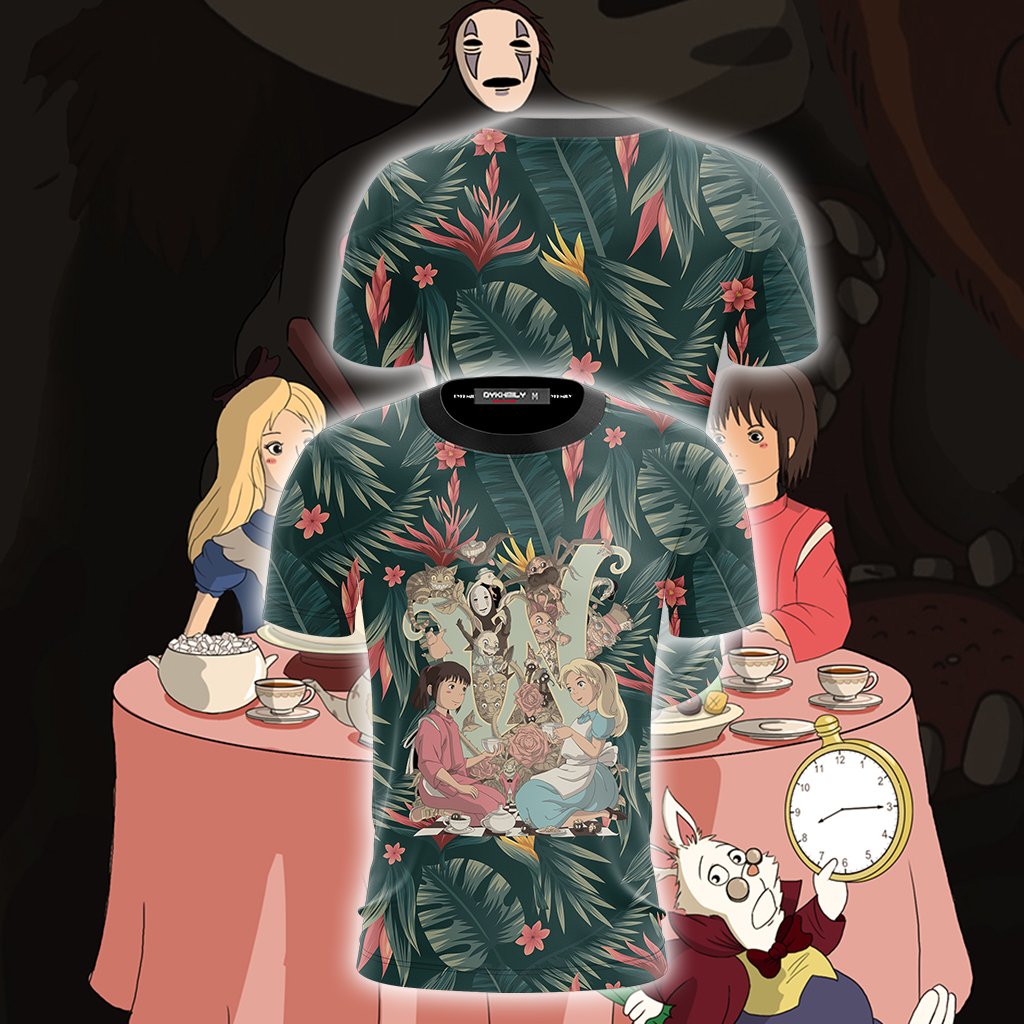 Studio Ghibli And Alice In Wonderland Unisex 3D T-shirt – WackyTee
