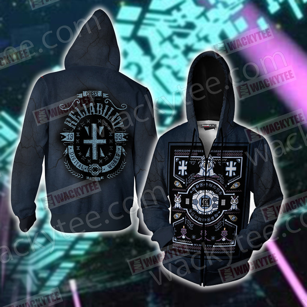 Digimon The Crest of Reliability Zip Up Hoodie Jacket – WackyTee